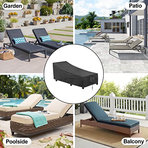 OutdoorLines Outdoor Waterproof Patio Chaise Lounge Chair Cover - UV Resistant Lounger Covers Heavy Duty Weatherproof Patio Sofa Furniture Covers, 1 Pack, 78Wx35.5Dx33H Inches, Black