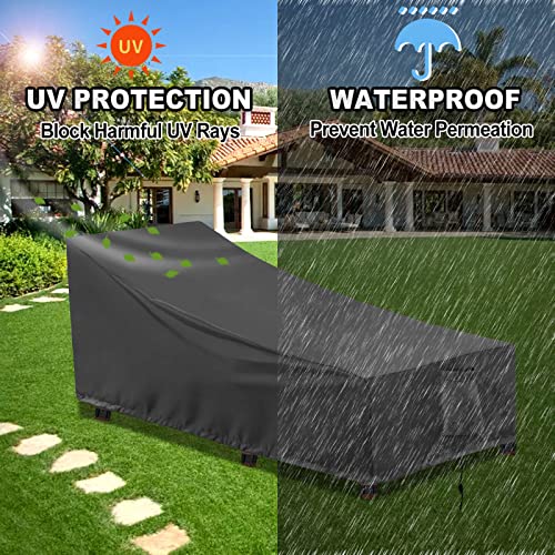 OutdoorLines Outdoor Waterproof Patio Chaise Lounge Chair Cover - UV Resistant Lounger Covers Heavy Duty Weatherproof Patio Sofa Furniture Covers, 1 Pack, 78Wx35.5Dx33H Inches, Black