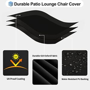 OutdoorLines Outdoor Waterproof Patio Chaise Lounge Chair Cover - UV Resistant Lounger Covers Heavy Duty Weatherproof Patio Sofa Furniture Covers, 1 Pack, 78Wx35.5Dx33H Inches, Black