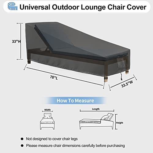 OutdoorLines Outdoor Waterproof Patio Chaise Lounge Chair Cover - UV Resistant Lounger Covers Heavy Duty Weatherproof Patio Sofa Furniture Covers, 1 Pack, 78Wx35.5Dx33H Inches, Black