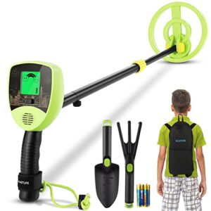 metal detector for kids, waterproof kids metal detector with display lcd adjustable gold detector kit for junior with 7.5 inch search coil for detecting coin gold and outdoor treasures