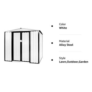 Patiomore 4×6 FT Outdoor Storage Shed Tool House Garden Steel Shed Walk-in (White)