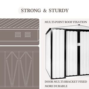 Patiomore 4×6 FT Outdoor Storage Shed Tool House Garden Steel Shed Walk-in (White)