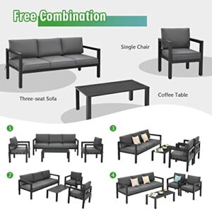 LIRUXUN 4-Piece Outdoor Patio Furniture Set Sectional Sofa Set Coffee Table 3-seat Sofa Table