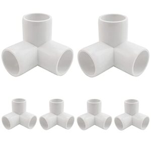 MARRTEUM 1 Inch 3 Way PVC Fitting Furniture Grade Pipe Corner Elbow for Greenhouse Shed / Tent Connection / Garden Support Structure / Storage Frame [Pack of 6]