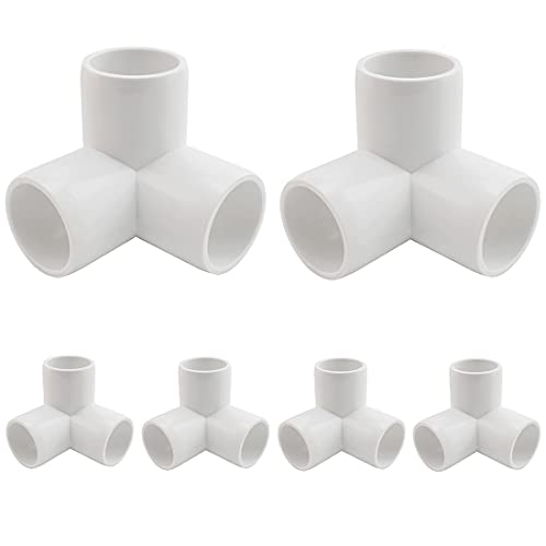 MARRTEUM 1 Inch 3 Way PVC Fitting Furniture Grade Pipe Corner Elbow for Greenhouse Shed / Tent Connection / Garden Support Structure / Storage Frame [Pack of 6]