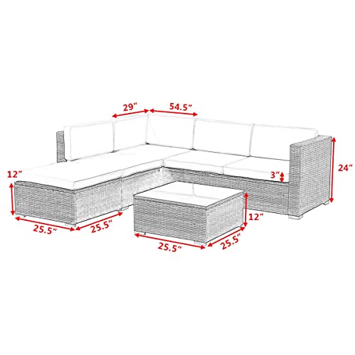 LIRUXUN 4 PCS Outdoor Patio Rattan Wicker Furniture Set Cushioned Yard Garden Coffee Table Loveseat