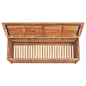 Canditree Solid Teak Wood Patio Deck Box, Wooden Storage Box for Outdoor Furniture Cushions Garden Tools (59.1"x19.7"x22.8")