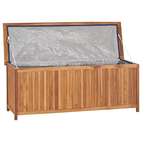 Canditree Solid Teak Wood Patio Deck Box, Wooden Storage Box for Outdoor Furniture Cushions Garden Tools (59.1"x19.7"x22.8")