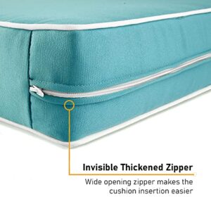 PNP FKJP 1 Pack Outdoor Cushion Washable Covers 48" X 18" X 3"Inch, Water-Resistant Seat Slipcovers, Patio Furniture Covers with Zipper and Tie, Aqua Blue 【Only Cover】