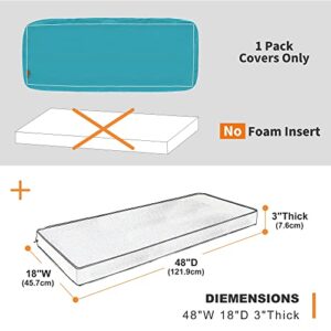 PNP FKJP 1 Pack Outdoor Cushion Washable Covers 48" X 18" X 3"Inch, Water-Resistant Seat Slipcovers, Patio Furniture Covers with Zipper and Tie, Aqua Blue 【Only Cover】