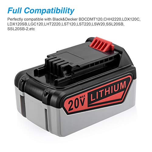 Powerextra 20V 6.0Ah Replacement Battery for Black and Decker 20V Cordless Power Tool 20 Volt MAX Lithium Ion Battery LBXR20 LB20 LBX20 LBXR2020-OPE LBXR20B-2 LB2X4020