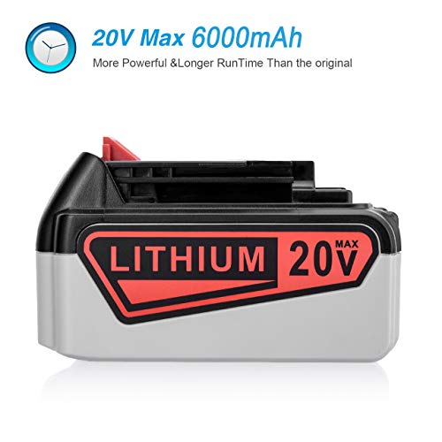 Powerextra 20V 6.0Ah Replacement Battery for Black and Decker 20V Cordless Power Tool 20 Volt MAX Lithium Ion Battery LBXR20 LB20 LBX20 LBXR2020-OPE LBXR20B-2 LB2X4020