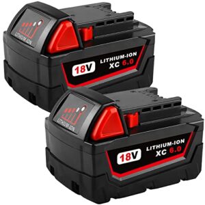 ceenr 2pack high output 6.0ah 18v m-18 battery replace for milwaukee 18v battery lithium xc 48-11-1850 48-11-1862 48-11-1840 48-11-1828 48-11-1815