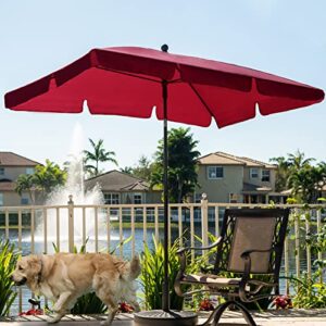 ammsun 6.5 x 4.2ft rectangular patio umbrella outdoor market table umbrella steel pole and ribs push button tilt, maroon