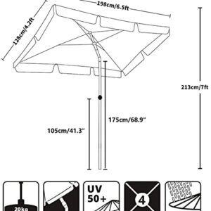 AMMSUN 6.5 x 4.2ft Rectangular Patio Umbrella Outdoor Market Table Umbrella Steel Pole and Ribs Push Button Tilt, Maroon