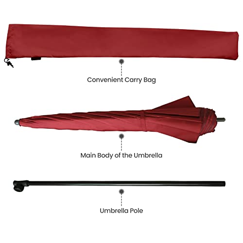 AMMSUN 6.5 x 4.2ft Rectangular Patio Umbrella Outdoor Market Table Umbrella Steel Pole and Ribs Push Button Tilt, Maroon