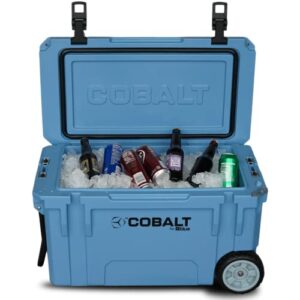 Cobalt 55 Quart Roto Molded Super Ice Cooler | Large Ice Chest Holds Ice Up to 5 Days | (Cobalt Blue (Wheeled))