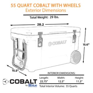 Cobalt 55 Quart Roto Molded Super Ice Cooler | Large Ice Chest Holds Ice Up to 5 Days | (Cobalt Blue (Wheeled))