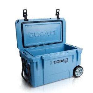 Cobalt 55 Quart Roto Molded Super Ice Cooler | Large Ice Chest Holds Ice Up to 5 Days | (Cobalt Blue (Wheeled))