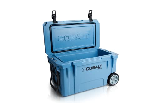 Cobalt 55 Quart Roto Molded Super Ice Cooler | Large Ice Chest Holds Ice Up to 5 Days | (Cobalt Blue (Wheeled))