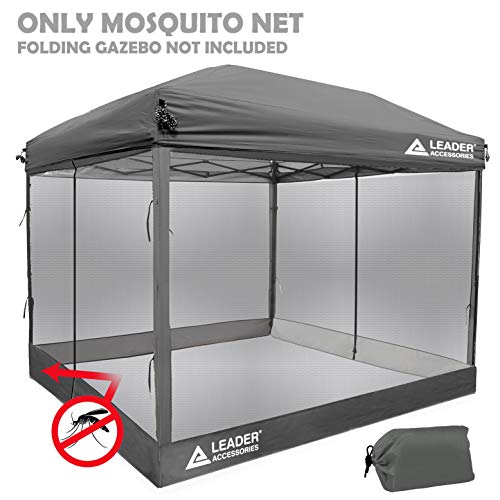 Leader Accessories Mesh Screen Zippered Wall Panels for 10' x 10' Canopy (Tent Walls Only, Frame and Top Not Included) (Grey mesh Wall)