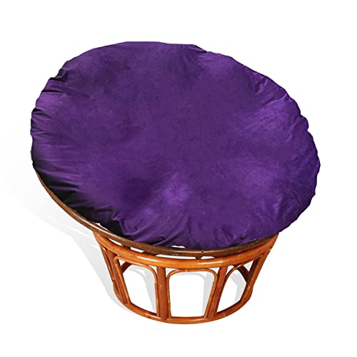 Papasan Cushion Cover Only, Indoor Dutch Velvet Smooth Soft Zippered Slipcover for Papasan Round Egg Chair Cushion,Machine Washable Unfading with Attached 8 Pairs Straps(Fits 43-48in Round Cushion)