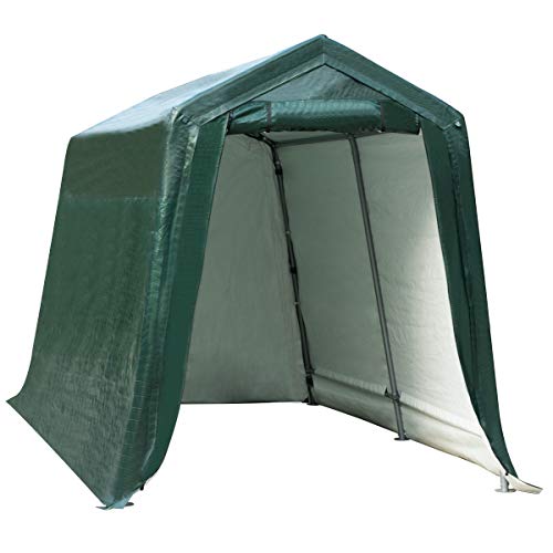 Tangkula 7 Ft x 12 Ft Outdoor Storage Shelter, Patio Storage Tent, Enclosed Carport Shed w/All-Steel Metal Frame and Waterproof Ripstop Cover, Outdoor Garage Tent with Sidewalls (7 Ft x 12 Ft)