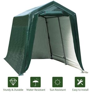 Tangkula 7 Ft x 12 Ft Outdoor Storage Shelter, Patio Storage Tent, Enclosed Carport Shed w/All-Steel Metal Frame and Waterproof Ripstop Cover, Outdoor Garage Tent with Sidewalls (7 Ft x 12 Ft)