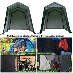 Tangkula 7 Ft x 12 Ft Outdoor Storage Shelter, Patio Storage Tent, Enclosed Carport Shed w/All-Steel Metal Frame and Waterproof Ripstop Cover, Outdoor Garage Tent with Sidewalls (7 Ft x 12 Ft)