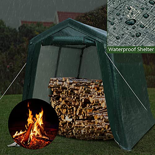 Tangkula 7 Ft x 12 Ft Outdoor Storage Shelter, Patio Storage Tent, Enclosed Carport Shed w/All-Steel Metal Frame and Waterproof Ripstop Cover, Outdoor Garage Tent with Sidewalls (7 Ft x 12 Ft)