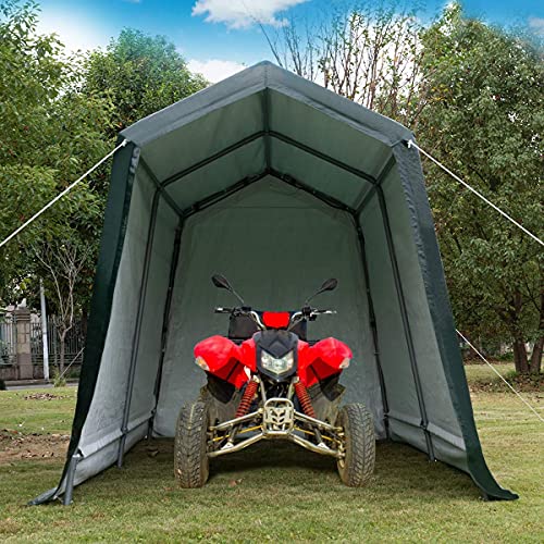 Tangkula 7 Ft x 12 Ft Outdoor Storage Shelter, Patio Storage Tent, Enclosed Carport Shed w/All-Steel Metal Frame and Waterproof Ripstop Cover, Outdoor Garage Tent with Sidewalls (7 Ft x 12 Ft)