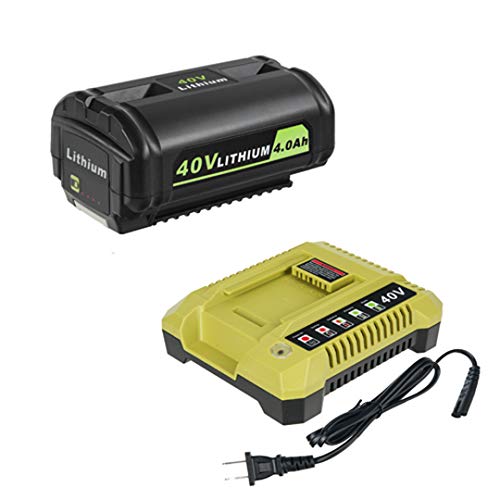 CELL9102 Replacement 40V Lithium Battery and Charger for Ryobi Lawn Mower 40v Battery OP4015 OP4050A OP4040 OP4050 OP40201 OP40501 and Charger OP401