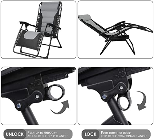 WYKDD Sun Loungers for Garden, Reclining Loungers Chair with Cup Holder & Cushions, Adjustable Headrest, Foldable Lounger