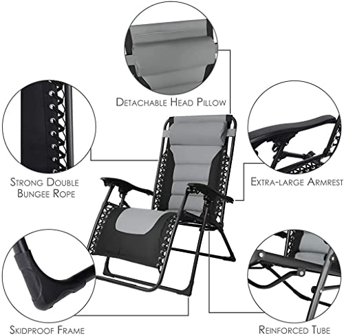 WYKDD Sun Loungers for Garden, Reclining Loungers Chair with Cup Holder & Cushions, Adjustable Headrest, Foldable Lounger