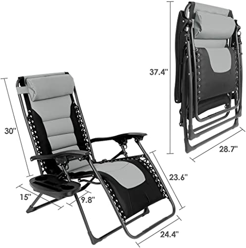 WYKDD Sun Loungers for Garden, Reclining Loungers Chair with Cup Holder & Cushions, Adjustable Headrest, Foldable Lounger