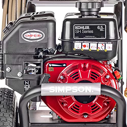 Simpson Cleaning MS61085 MegaShot 3400 PSI Gas Pressure Washer, 2.5 GPM, Kohler SH270, Includes Spray Gun and Extension Wand, 5 QC Nozzle Tips, 5/16-in. x 25-ft. MorFlex Hose, Black