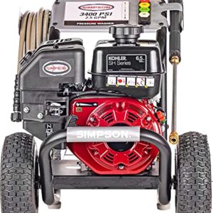 Simpson Cleaning MS61085 MegaShot 3400 PSI Gas Pressure Washer, 2.5 GPM, Kohler SH270, Includes Spray Gun and Extension Wand, 5 QC Nozzle Tips, 5/16-in. x 25-ft. MorFlex Hose, Black