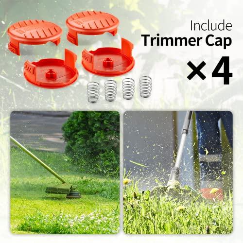 Trimmer Line Cap and Spring for BLACK+DECKER,Trimmer Replacement Spool Cap Covers Compatible for Black+Decker AFS Trimmer (RC100P),Black and Decker Weed Eater Parts,4 Pack ( 4 Spool Cap+4 Spring )