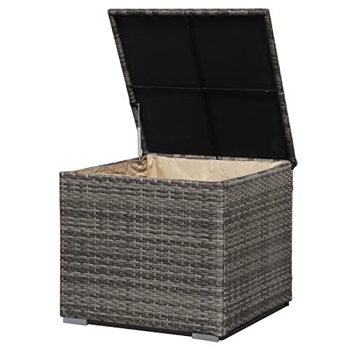 Super Patio Outdoor Patio Storage Box Waterproof, Wicker Storage Bin Deck Box for Cushions, Garden Tools, Pool Toys, 88 Gallon, Gray