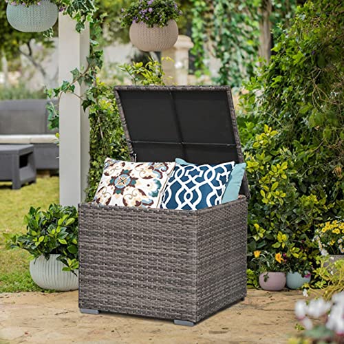 Super Patio Outdoor Patio Storage Box Waterproof, Wicker Storage Bin Deck Box for Cushions, Garden Tools, Pool Toys, 88 Gallon, Gray