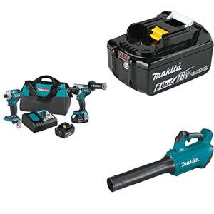 makita xt288t 18v lxt lithium-ion brushless cordless 2-pc. combo kit (5.0ah), bl1860b 18v lxt lithium-ion 6.0ah battery, and xbu03z 18v lxt lithium-ion brushless cordless blower