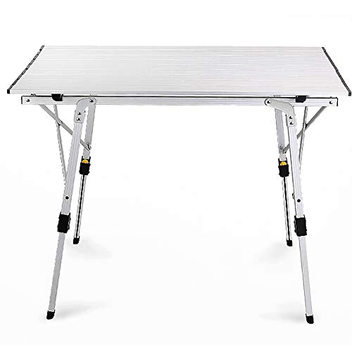 LIRUXUN Outdoor Folding Table and Chair Camping Aluminum Picnic Table Waterproof and Durable Folding Table Desk