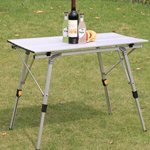 LIRUXUN Outdoor Folding Table and Chair Camping Aluminum Picnic Table Waterproof and Durable Folding Table Desk