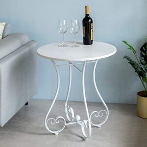 liruxun iron small round table sofa side table minimalist leisure balcony mini coffee table (color : e)