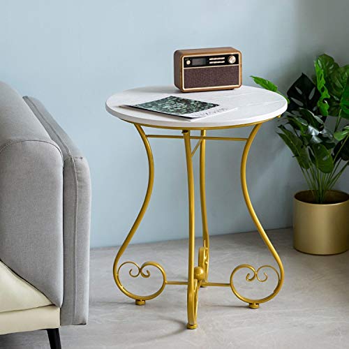 LIRUXUN Iron Small Round Table Sofa Side Table Minimalist Leisure Balcony Mini Coffee Table (Color : E)