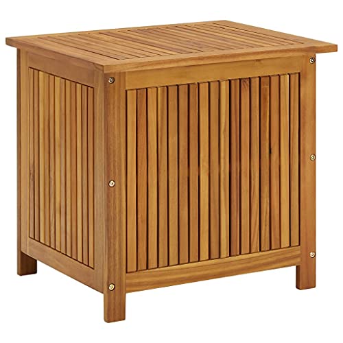 vidaXL Solid Acacia Wood Patio Storage Box Wooden Garden Outdoor Hallway Entryway Storage Blanket Pillow Box Furniture 23.6"x19.7"x22.8"