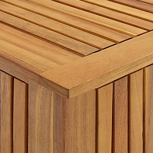 vidaXL Solid Acacia Wood Patio Storage Box Wooden Garden Outdoor Hallway Entryway Storage Blanket Pillow Box Furniture 23.6"x19.7"x22.8"