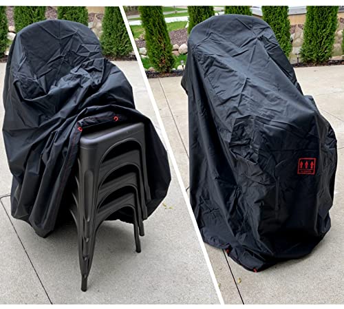 Turtle Life Stackable Patio Chair Covers Waterproof Outdoor Furniture Covers with 1 Upgrade Air Vent and 1 Buckle, Black, 30" W x 36" D x 45" H