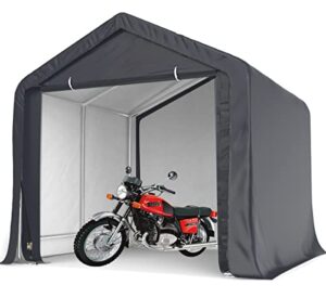 quictent 8×8 ft outdoor storage shed portable garage shelter storage shelter outdoor shed for patio furniture, lawn mower, and bike storage-dark gray